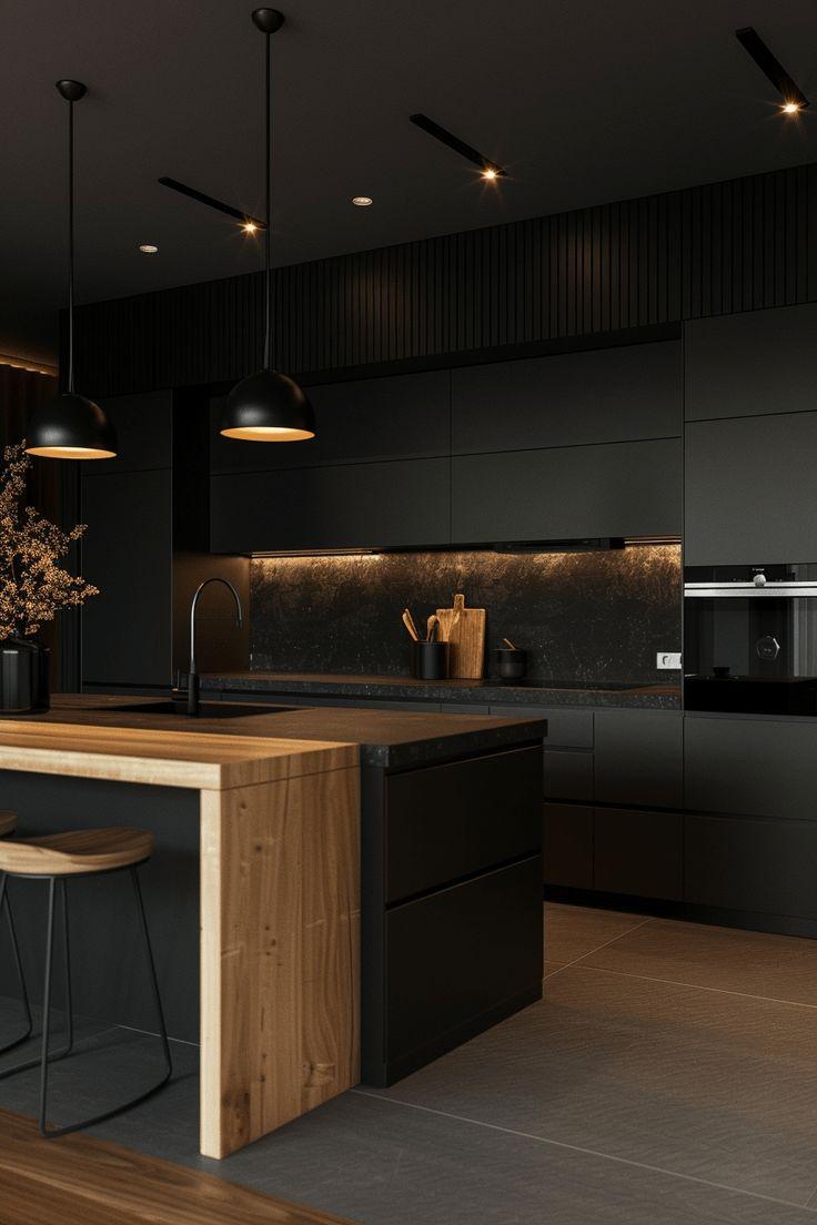 Top 20 Black And Wood Kitchen Ideas For A Stylish And Warm Space